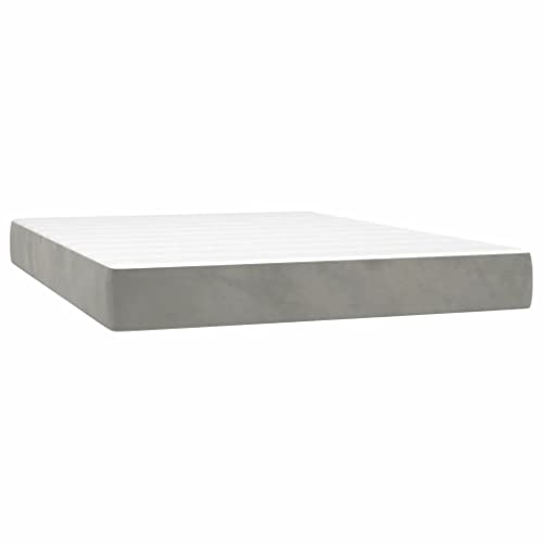vidaXL Box Spring Bed with Mattress Home Bedroom Mattress Pad Double Bed Frame Base Foam Topper Furniture Light Gray 53.9"x74.8" Full Velvet