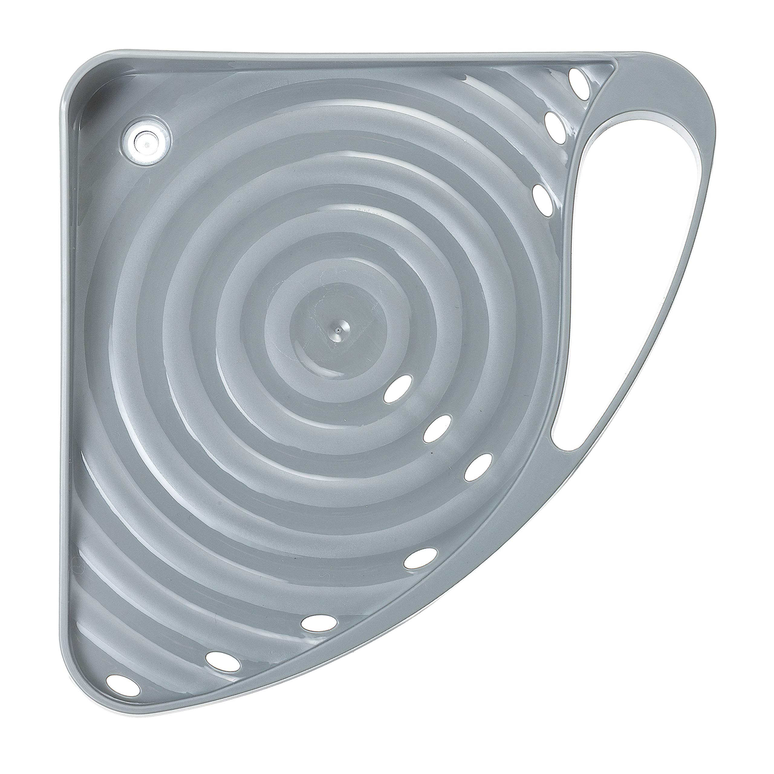 Glad Sponge Holder for Kitchen Sink | Suction Corner Storage Caddy for Scrub Brush and Dish Washing Supplies | Organizer Tray with Drain Holes, Grey