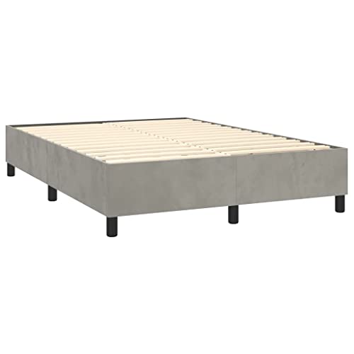 vidaXL Box Spring Bed with Mattress Home Bedroom Mattress Pad Double Bed Frame Base Foam Topper Furniture Light Gray 53.9"x74.8" Full Velvet