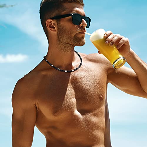 4 Pcs Puka Shell Necklace for Men Surfer Necklace Choker Beach Puka Choker Seashell Necklaces with Clam Chip Beads Xmas Gift (Elegant Color)