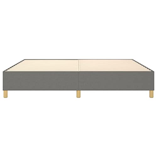 vidaXL Box Spring Bed Frame Home Indoor Bed Accessory Bedroom Upholstered Double Bed Base Furniture Dark Gray 59.8"x79.9" Queen Fabric