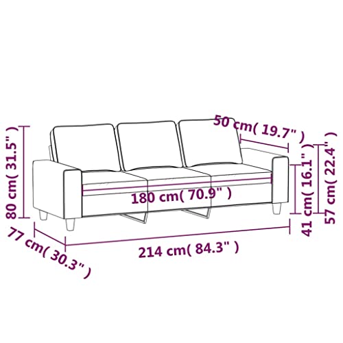 vidaXL 3-Seater Sofa Dark Gray 70.9" Microfiber Fabric