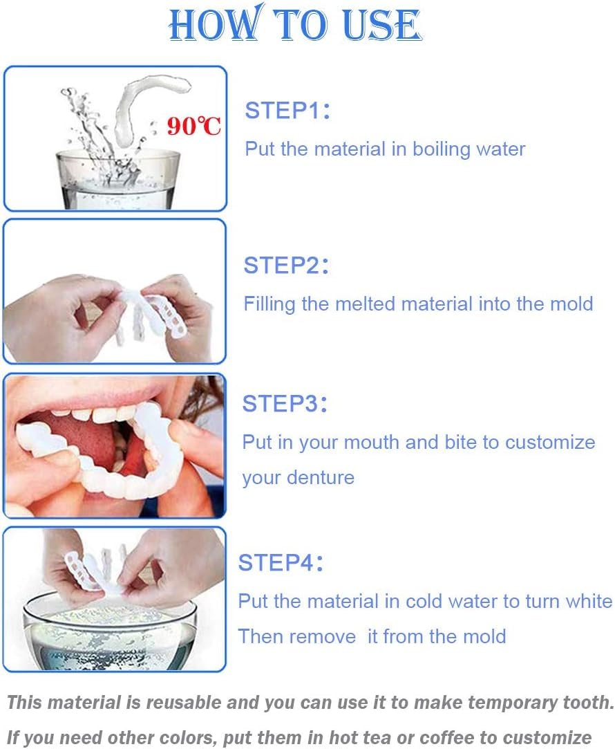 2 Pairs of occlusal Tooth veneers and Smiling Tooth veneers to Protect and Cover Imperfect Teeth, and whitening Braces to Keep Teeth White and Tidy,… (Large Size)