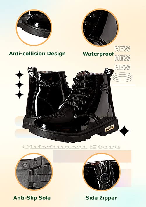 Cixi Maxu E-Commerce.Co.Ltd Girls Boys Rose PU Waterproof Child Ankle Boots,Little Kid, 13M US