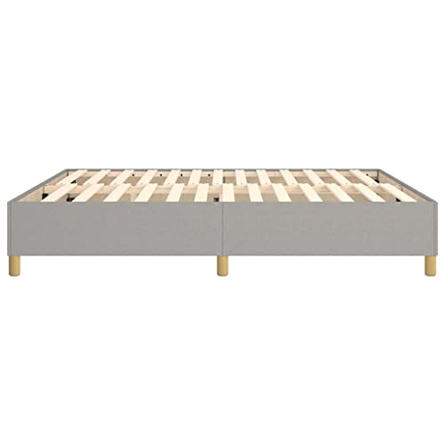 vidaXL Box Spring Bed Frame Home Indoor Bed Accessory Bedroom Upholstered Double Bed Base Furniture Light Gray 76"x79.9" King Fabric