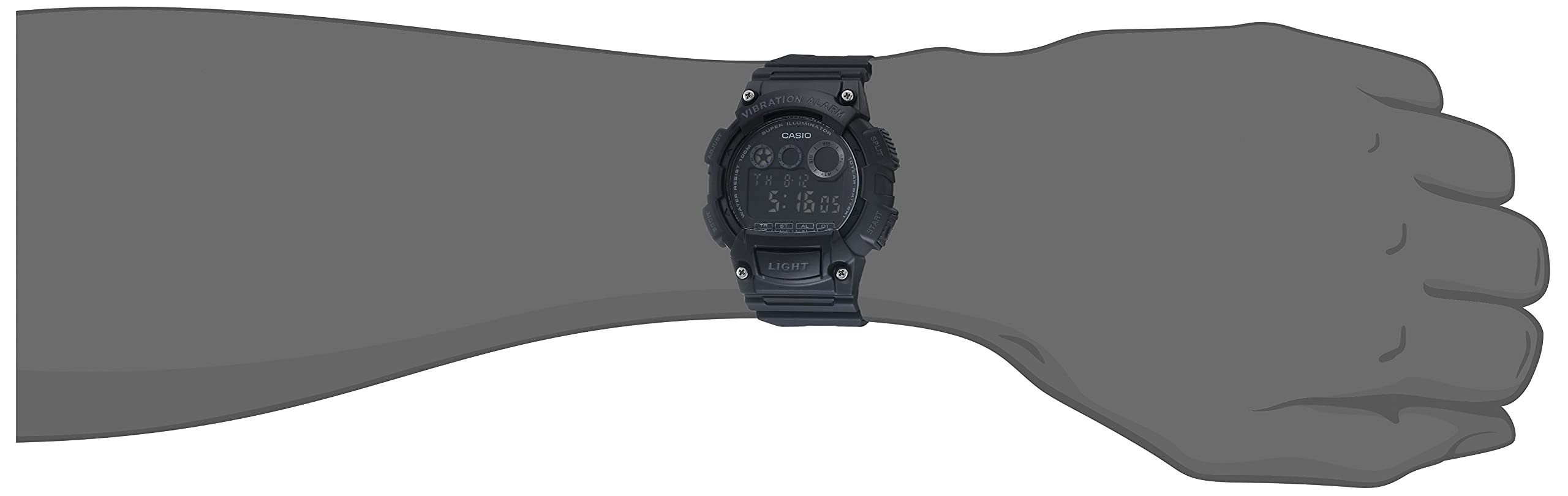 Casio Vibration Alarm Super Illuminator Stop Watch W735H-1BV