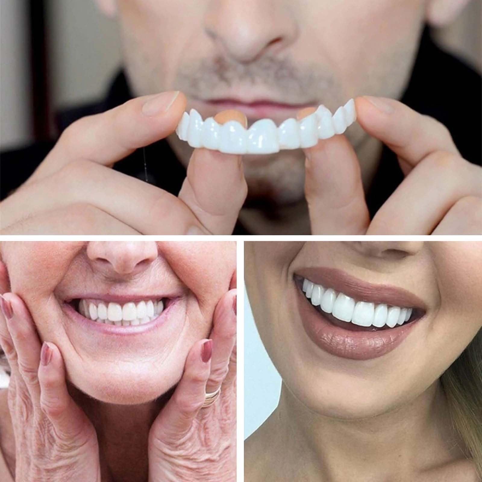 Aimery Fake Teeth,2 PCS Dentures Teeth for Women and Men, Natural Shade Fake Veneer, Denture Decorations for Halloween, Christmas and Daily Life (Teeth1)