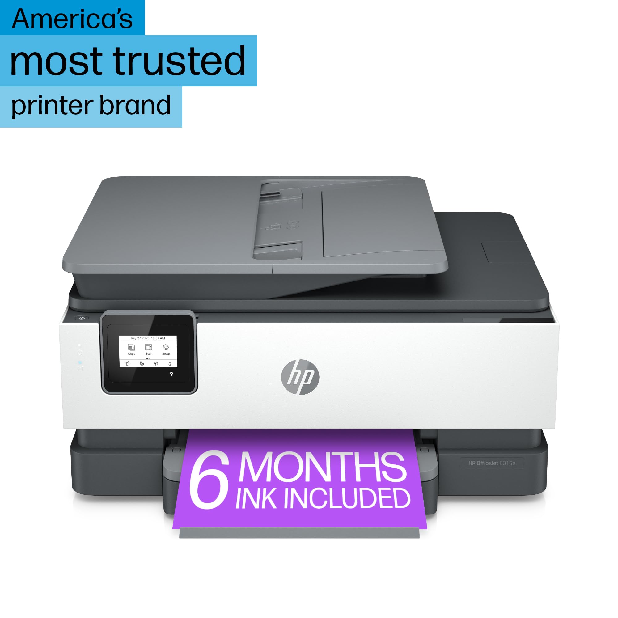 HP OfficeJet 8015e Wireless Color All-in-One Printer with 6 Months Free Ink with HP+(228F5A), White