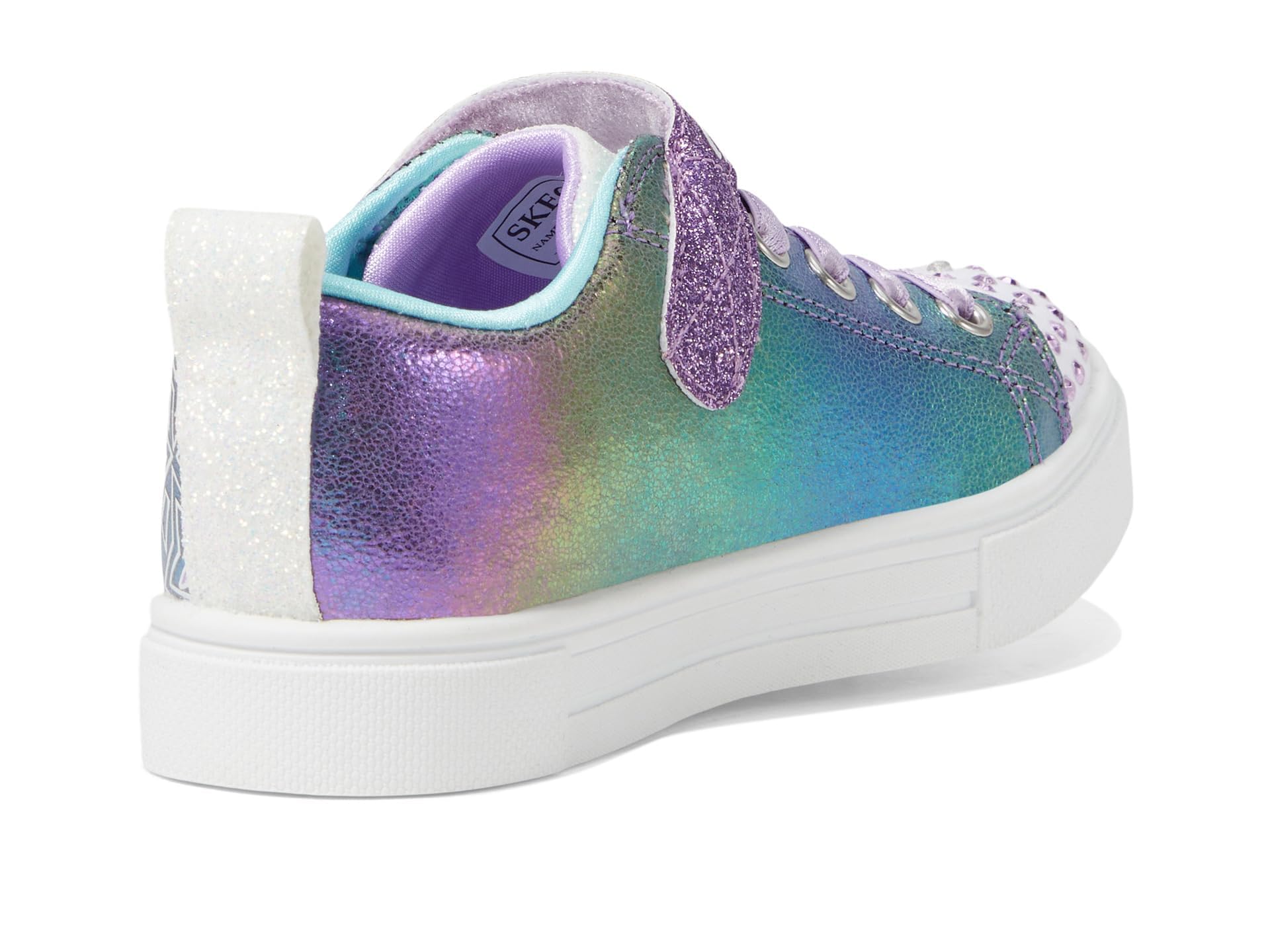 Skechers Kids Girls Twinkle Sparks-Shimmer Star Sneaker, Purple/Multi, 2 Little Kid