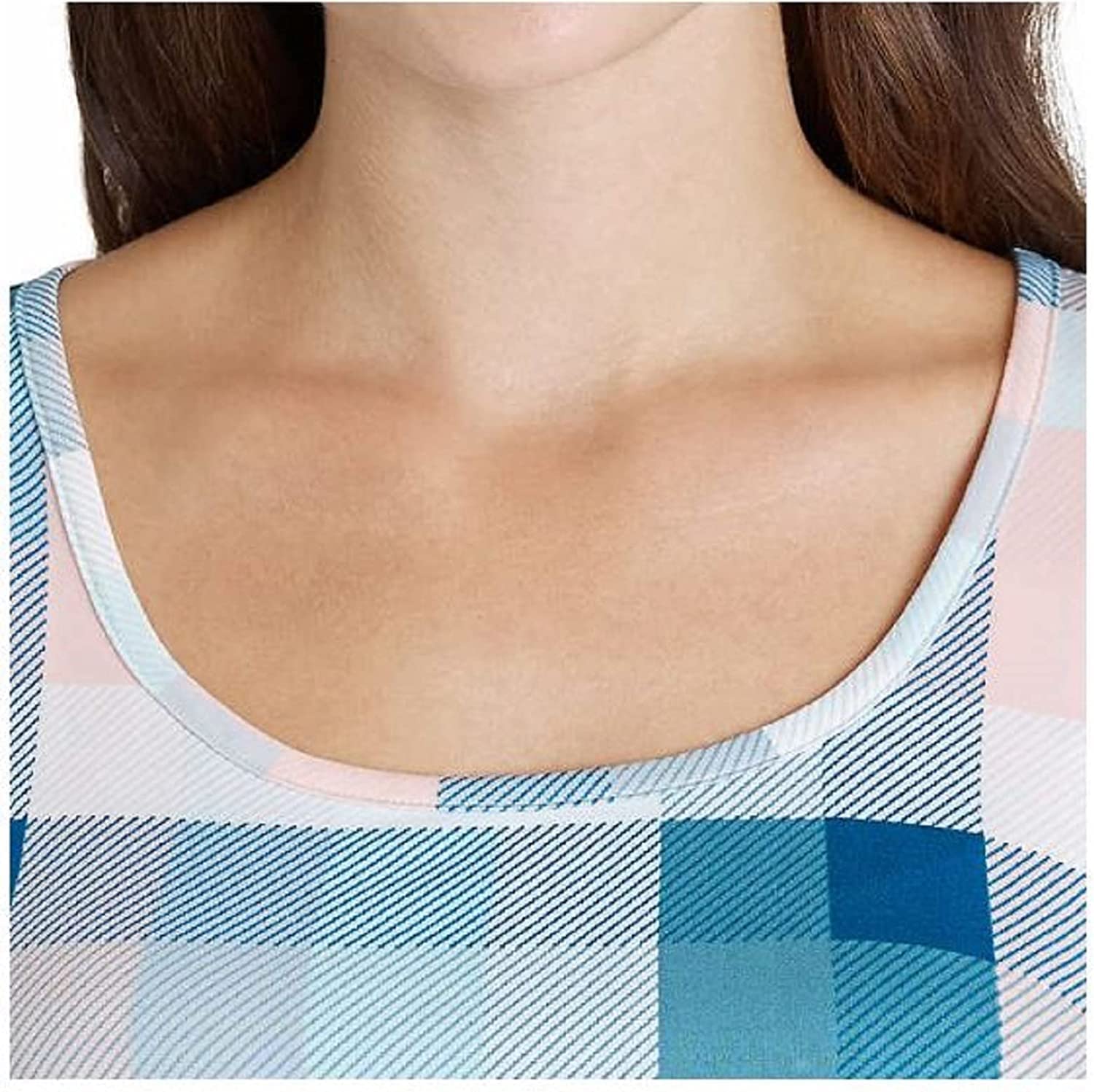 Eddie Bauer Women's 4-Piece Sleep Set, Tank, Tee, Short, Pant (X-Large, Teal Squares)
