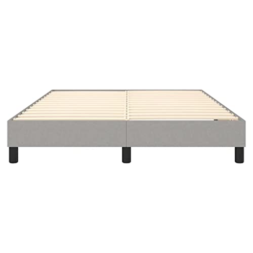 vidaXL Box Spring Bed Frame Home Indoor Bedroom Bed Accessory Wooden Upholstered Double Bed Base Furniture Light Gray 53.9"x74.8" Full Fabric