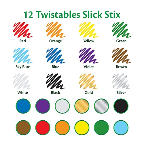 Crayola Twistables Slick Stix Crayons, 12 Count, Oil Pastel Alternative, Ages 3 & Up, Assorted
