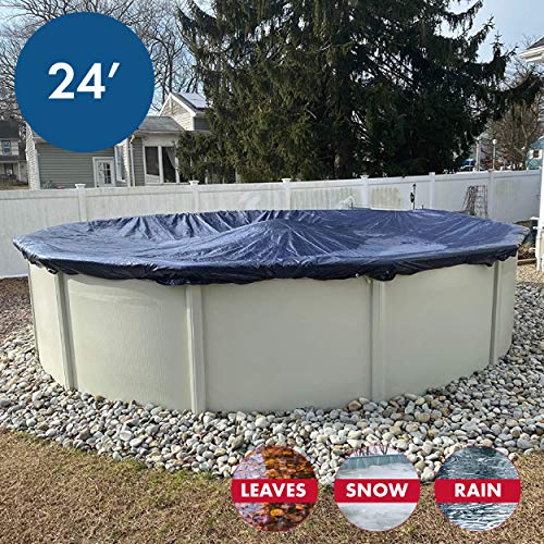 Winter Block Winter Pool Cover for Above Ground Pools, 24’ Ft., Round Winter Aboveground Pool Cover, 8-Year Warranty, Includes Winch and Cable, Superior Strength & Durability, UV Protected