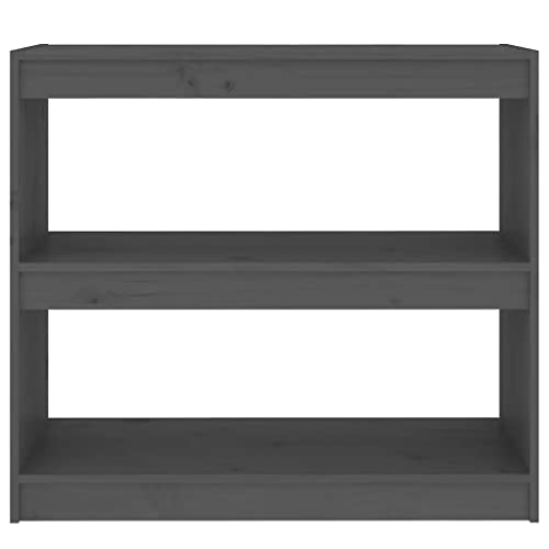 vidaXL Book Cabinet/Room Divider Gray 31.5"x11.8"x28.1" Solid Wood Pine