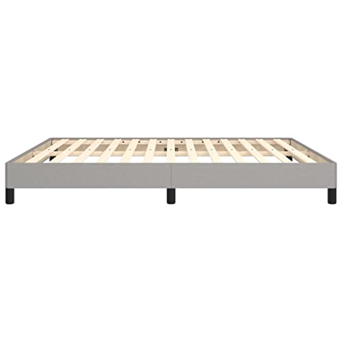 vidaXL Bed Frame Home Indoor Bedroom Bed Accessory Wooden Upholstered Double Bed Base Furniture Light Gray 72"x83.9" California King Fabric