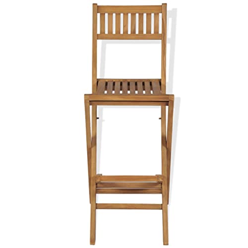 vidaXL 2X Solid Teak Wood Folding Patio Bar Stools Weather Resistant Easy to Storage Sturdy Patio Bistro Garden Outdoor Furniture Meal Seating