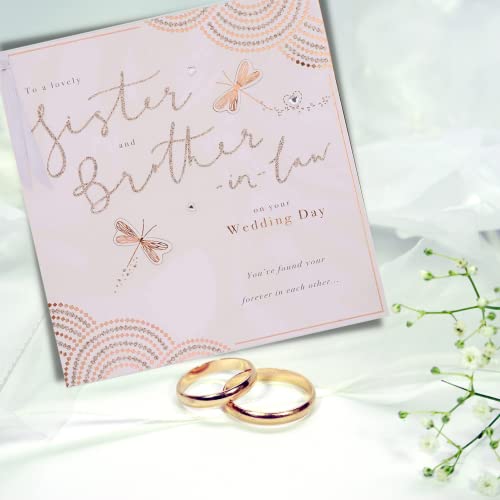Clintons: Glitter Dragonflies Sister & Brother In Law Wedding Card 186x186mm