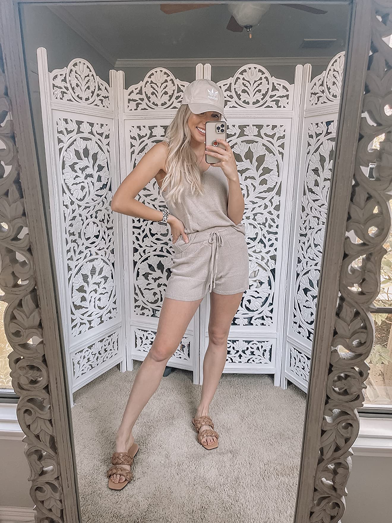 Imily Bela Women's Summer Lounge Sets Knit 2 piece Outfits Tank Tops and Shorts Loungewear