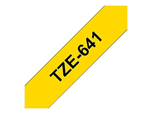 Brother Tze641 Tze Standard Adhesive Laminated Labeling Tape, 3/4-Inch W, Black On Yellow