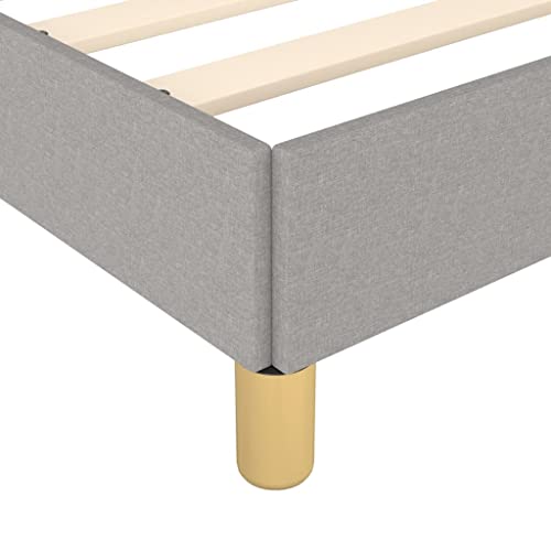 vidaXL Bed Frame Home Indoor Bed Accessory Bedroom Upholstered Wooden Double Bed Base Frame Furniture Light Gray 53.9"x74.8" Full Fabric