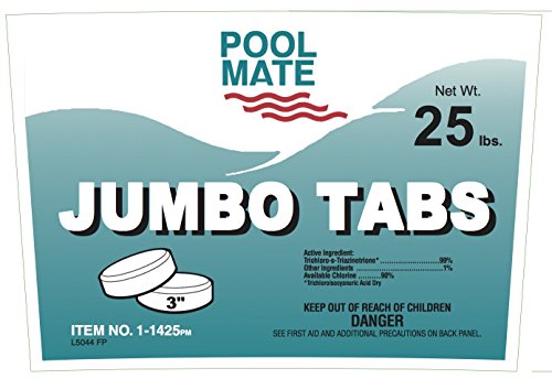 Pool Mate 1-1425 Jumbo 3-Inch Swimming Pool Chlorine Tablets, 25-Pounds