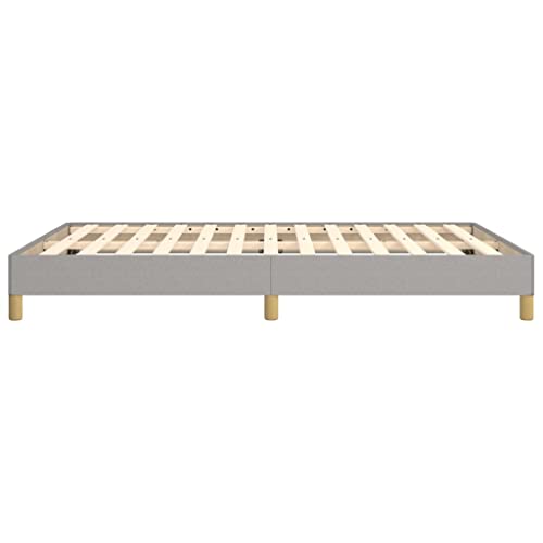 vidaXL Bed Frame Home Indoor Bed Accessory Bedroom Upholstered Wooden Double Bed Base Frame Furniture Light Gray 53.9"x74.8" Full Fabric