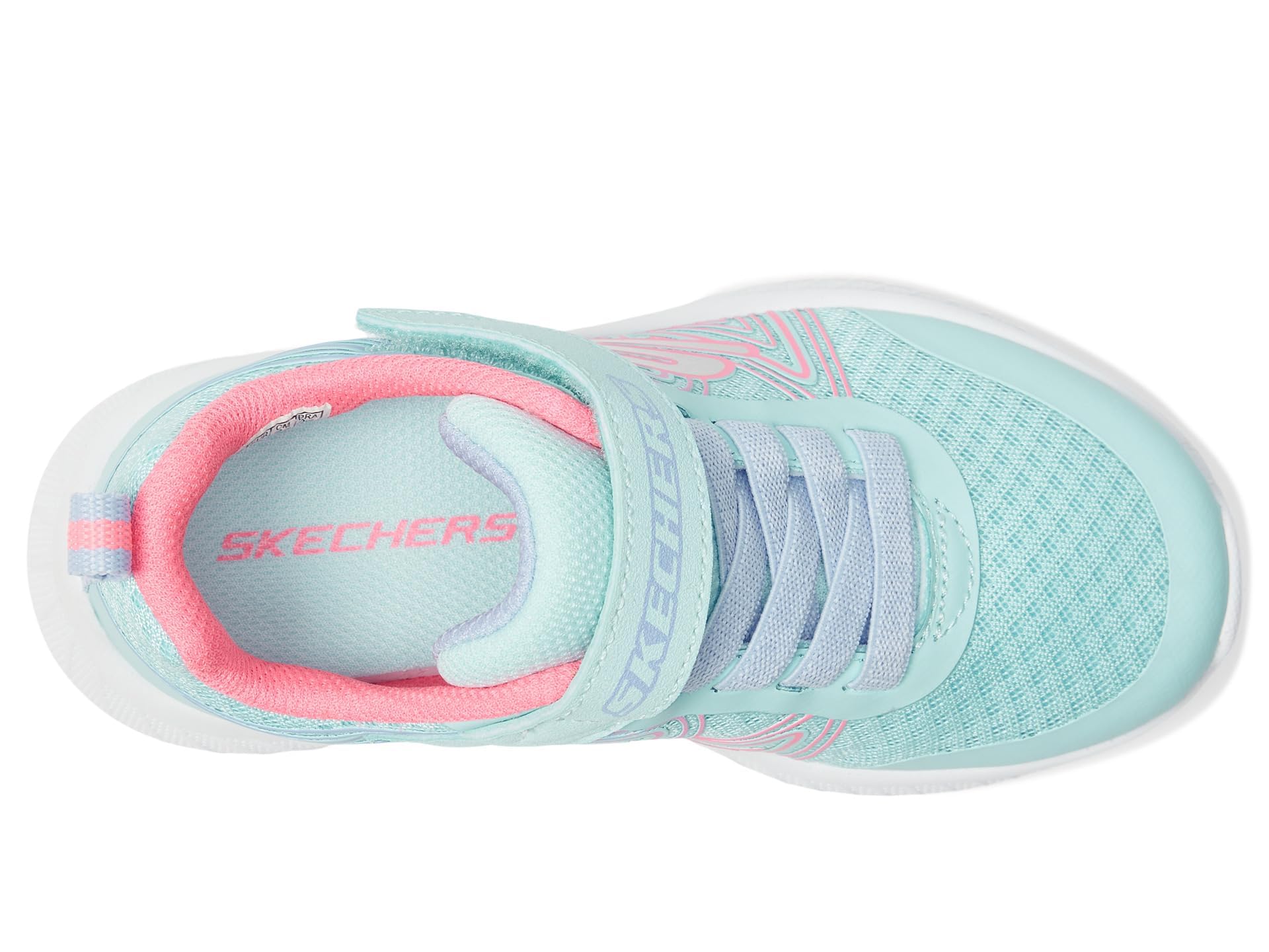 Skechers Microspec Plus-Swirl Sweet Sneaker, Aqua/Pink, 2 US Unisex Little Kid