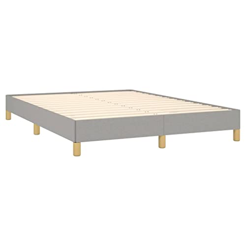 vidaXL Bed Frame Home Indoor Bed Accessory Bedroom Upholstered Wooden Double Bed Base Frame Furniture Light Gray 53.9"x74.8" Full Fabric