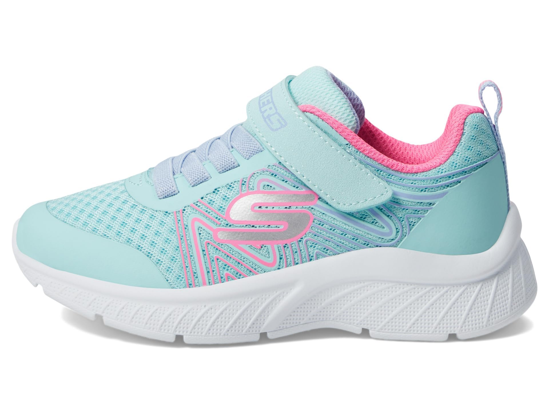 Skechers Microspec Plus-Swirl Sweet Sneaker, Aqua/Pink, 2 US Unisex Little Kid
