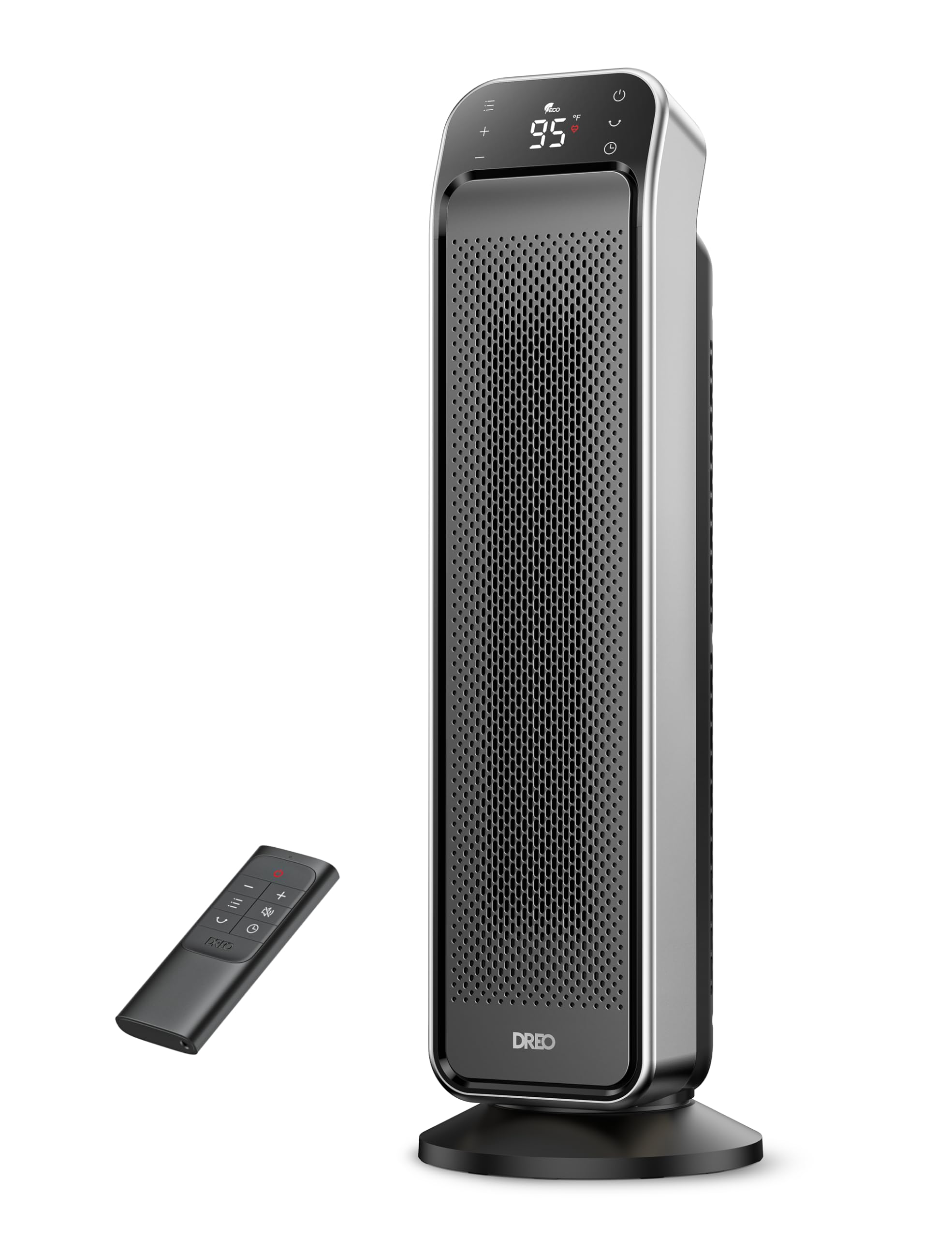 Dreo Space Heater, 24" 11ft/s Fast Quiet Heating Portable Electric Heater with Remote, 3 Modes, Overheating & Tip-Over Protection, Oscillating Ceramic Heater for Bedroom, Office, and Indoor Use, Black