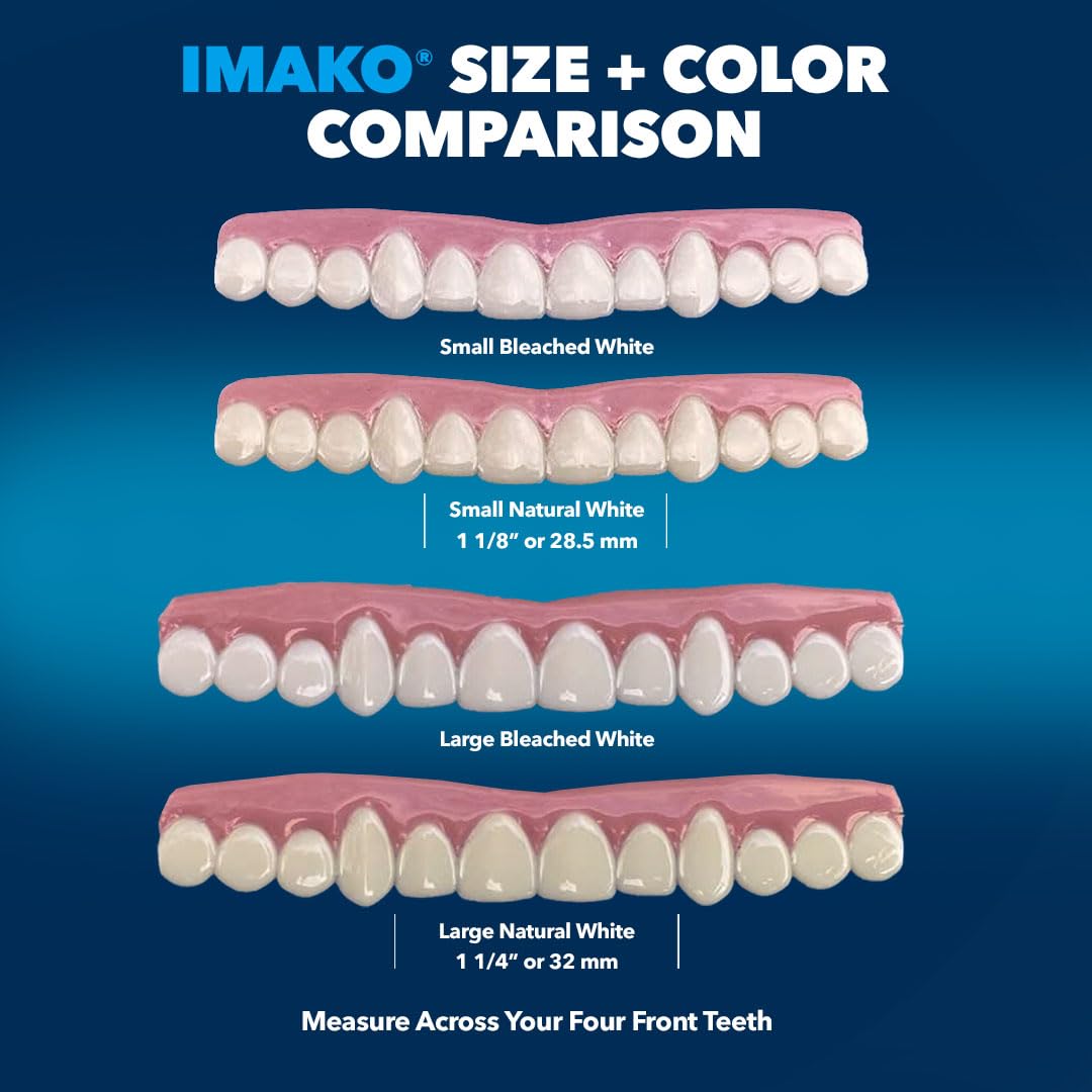 Imako Premium Cosmetic Uppers - 2 Pack - Small, Bleached White - DIY Smile Makeover - Made in USA