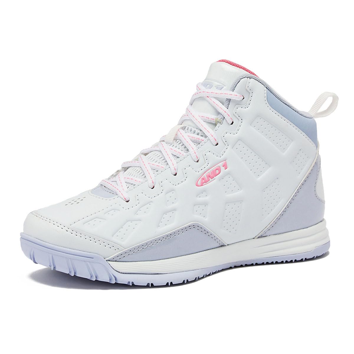 AND1 Showout Girls & Boys Basketball Shoes Kids, Boys High Top Sneakers- White, 2 Little Kid