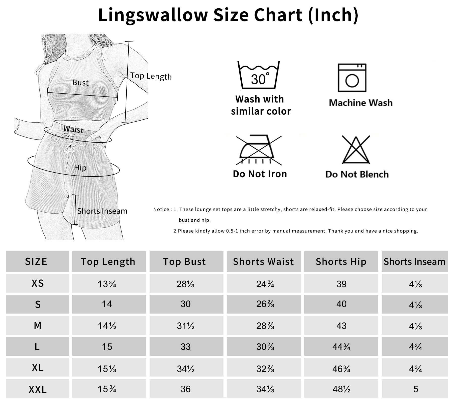 Lingswallow 2 Piece Women Lounge Sets - Sleeveless Crop Top and Shorts Waffle Lounge Set Tracksuits Sweatsuits for Women