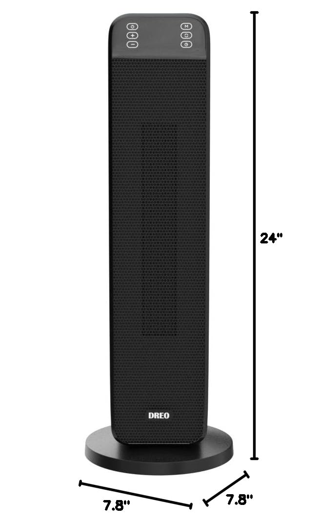 Dreo Space Heater, 24" 11ft/s Fast Quiet Heating Portable Electric Heater with Remote, 3 Modes, Overheating & Tip-Over Protection, Oscillating Ceramic Heater for Bedroom, Office, and Indoor Use, Black