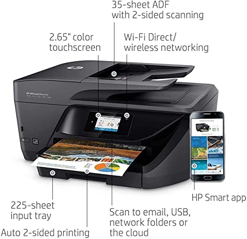 HP OfficeJet Pro 6978 Wireless All-in-One Color Inkjet Printer - Print Scan Copy Fax - 2.65" Touchscreen, 20 ppm, 8.5" x 14", 35-Sheet ADF, Auto Duplex Printing