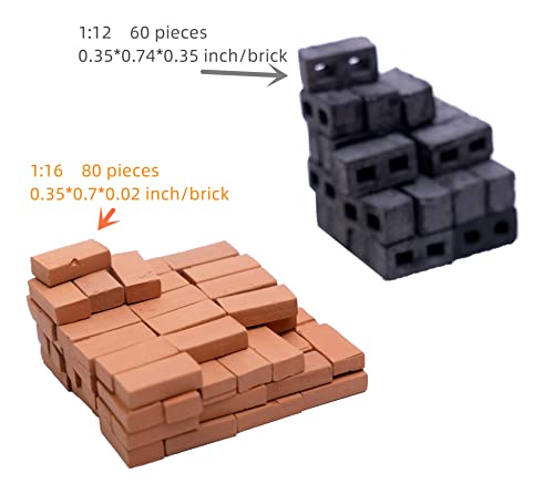 Birostiana 140pcs Miniature Bricks Blocks 80pcs Red Mini Wall Bricks 1 16 Scale 60pcs Mini Cinder Blocks 1 12 Scale Fake Bricks for Dollhouse Garden Lawn Landscape Craft Accessories (BRSTA0022#Brick)