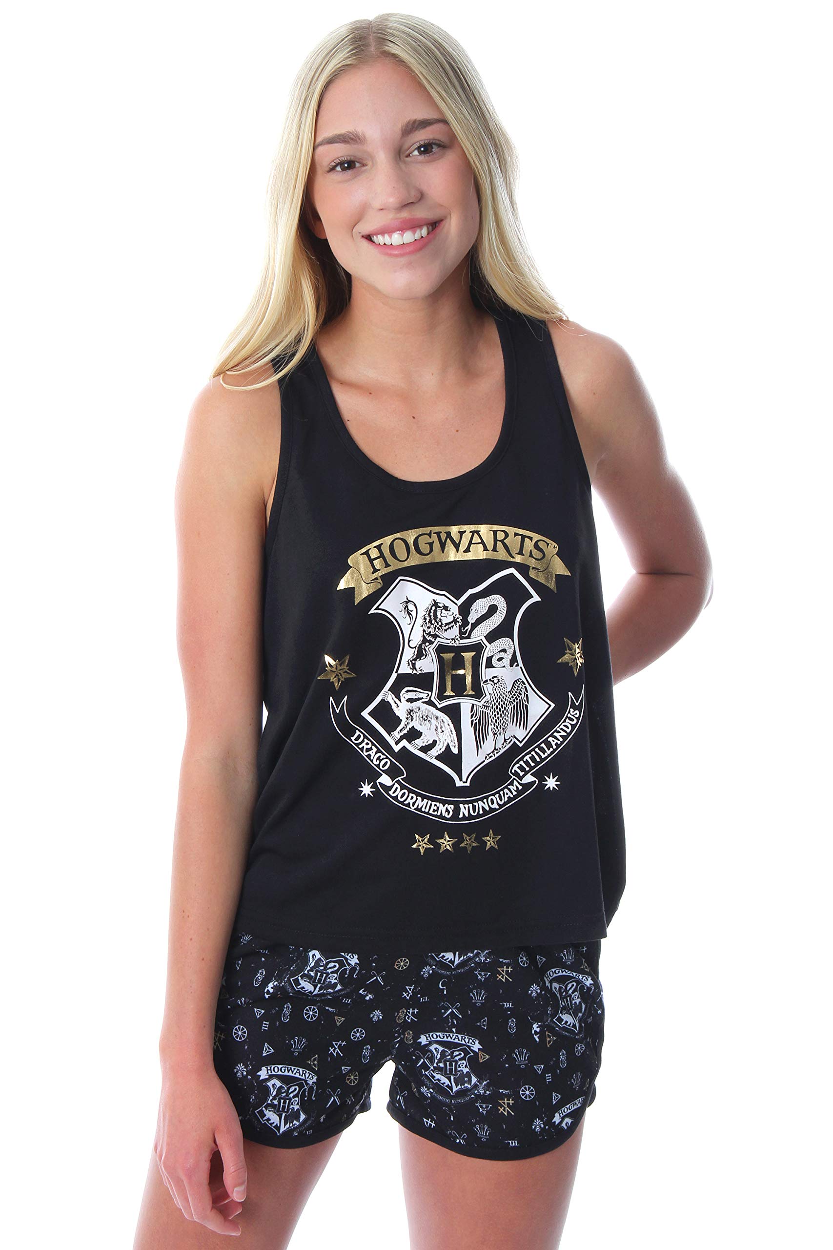 Harry Potter Women's Hogwarts House Racerback Tank Shorts Pajama (Hogwarts, XL)
