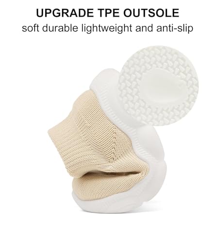 Cubufly Baby Sock Shoes First Walking Shoes Slip on Sneaker 0-3 Years Beige