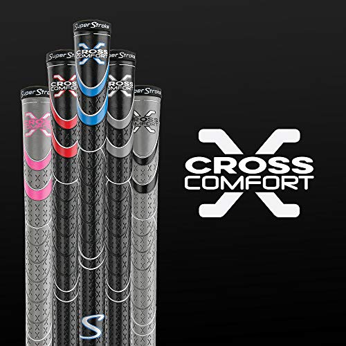 SuperStroke Cross Comfort Golf Club Grip, Black/Gray (Standard) | Soft & Tacky Polyurethane That Boosts Traction | X-Style Surface & Non-Slip