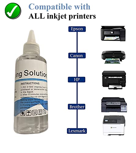 Inkpro Printhead Cleaner for Inkjet Printers Brother HP Officejet 8600 5520 4620 6520 6600 6700 6968 6978 8610, MX922 922 Pro 100, Liquid Printers Head Cleaning kit