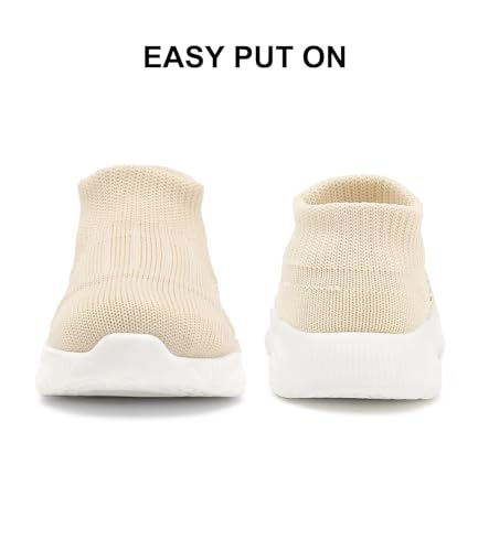 Cubufly Baby Sock Shoes First Walking Shoes Slip on Sneaker 0-3 Years Beige