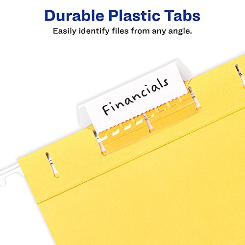 Avery Hanging File Folder Tabs and Inserts, 1/5 Cut, Clear, 6-Pack, 120 File Folder Tabs and Inserts Total (36727)