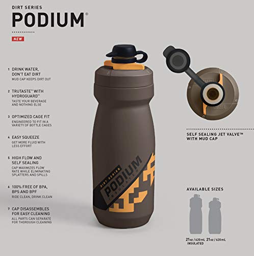 CamelBak Podium Dirt Series Chill Insulated Mountain Bike Water Bottle 21 oz, Black