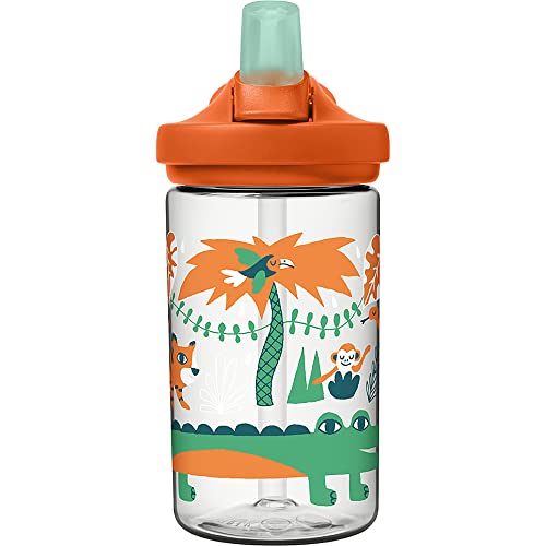CamelBak Eddy+ 14 oz Kids Water Bottle with Tritan Renew β Straw Top, Leak-Proof When Closed, 14oz, Jungle Animals
