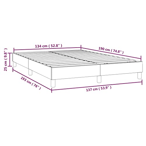 vidaXL Box Spring Bed Frame Home Indoor Bedroom Bed Accessory Wooden Upholstered Double Bed Base Furniture Dark Gray 53.9"x74.8" Full Fabric