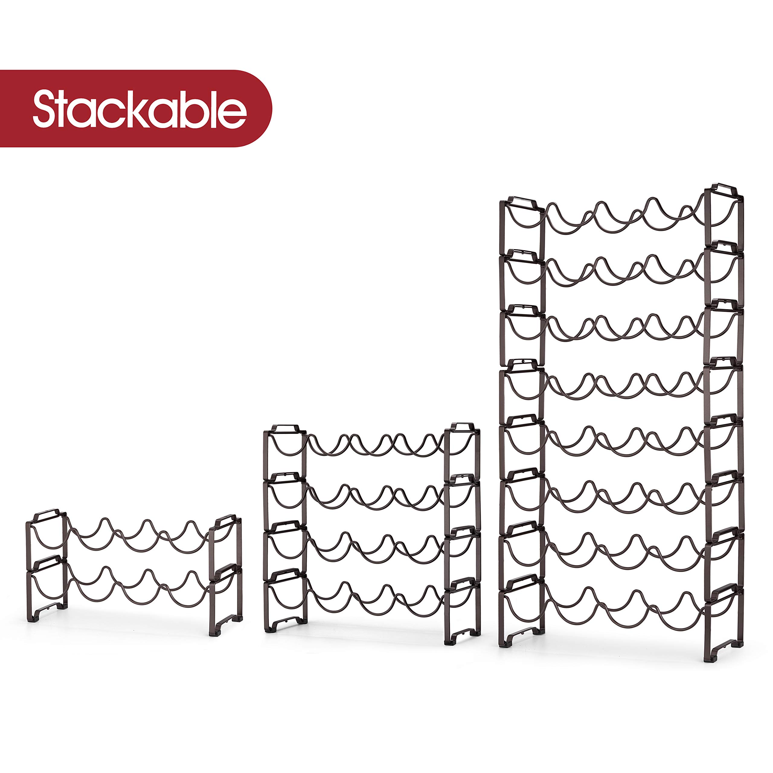 Simple Trending 4-Tier Stackable Wine Rack, Standing Bottles Holder Organizer, Wine Storage Shelf, Towel Rack for Kitchen Pantry Cabinet, Hold 16 Bottles, Bronze