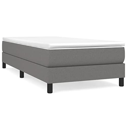 vidaXL Box Spring Bed with Mattress Home Bedroom Mattress Pad Single Bed Frame Base Foam Topper Furniture Dark Gray 39.4"x74.8" Twin Fabric