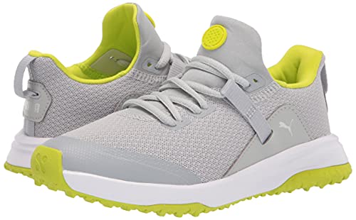 PUMA Fusion Evo Jr. Golf Shoe, High Rise-Limepunch, 2 US Unisex Little Kid