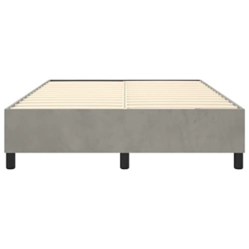 vidaXL Box Spring Bed Frame Home Indoor Bed Accessory Bedroom Upholstered Double Bed Base Furniture Light Gray 59.8"x79.9" Queen Velvet