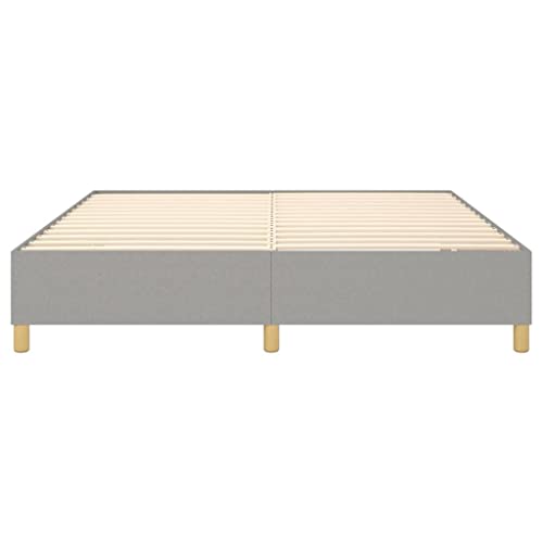 vidaXL Box Spring Bed Frame Home Indoor Bed Accessory Bedroom Upholstered Double Bed Base Furniture Light Gray 72"x83.9" California King Fabric